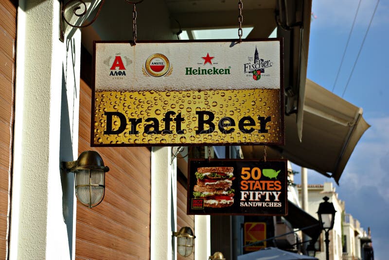 Rethimno Draft Beer Fast Food Editorial Stock Image - Image of entrance ...