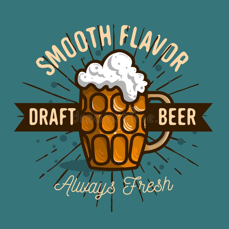 Draft Beer Logo Label Design with a Mug or a Krug of Beer with Stock ...