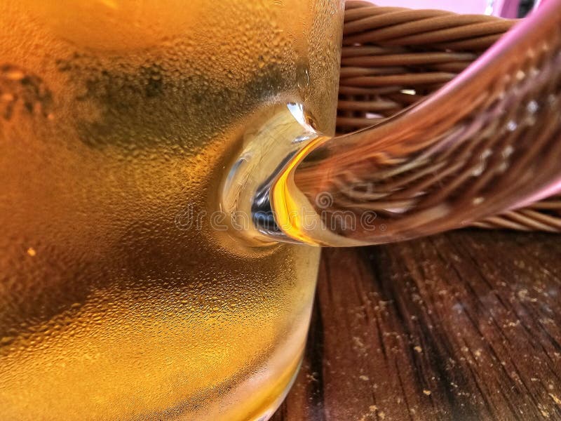 Draft Cold Beer in a Clear Glass, on a Table Stock Image - Image of ...
