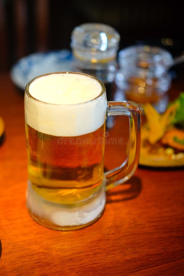 Draft Cold Beer in Glass Jars in Pub Stock Photo - Image of beer, party ...