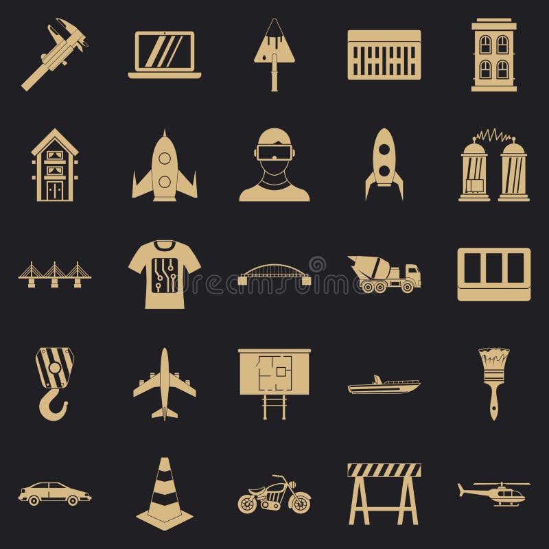 Draft Icons Set, Simple Style Stock Vector - Illustration of globe ...