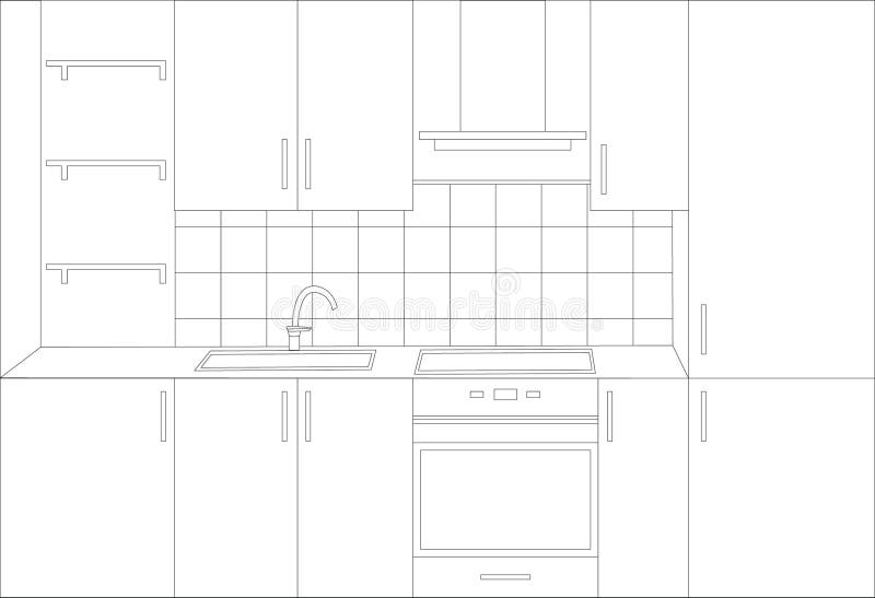 A Floor Plan Focused on the Kitchen Stock Image - Image of architecture ...