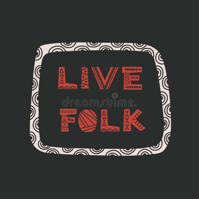 Folk Art Lettering in Scandinavian Style Stock Vector - Illustration of ...