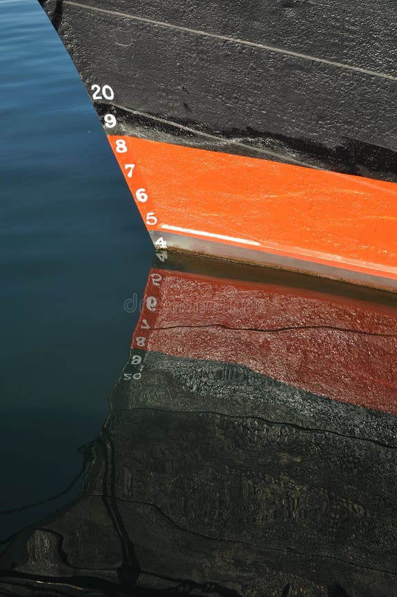 Draft Markings on Red and Black Boat Stock Image - Image of painted ...