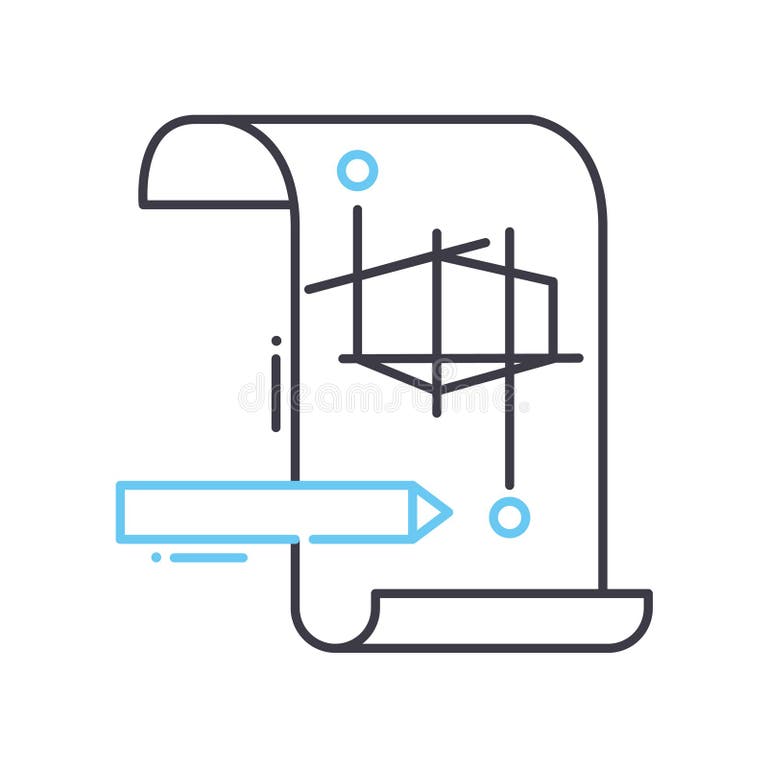 Draft Projects Line Icon, Outline Symbol, Vector Illustration, Concept ...