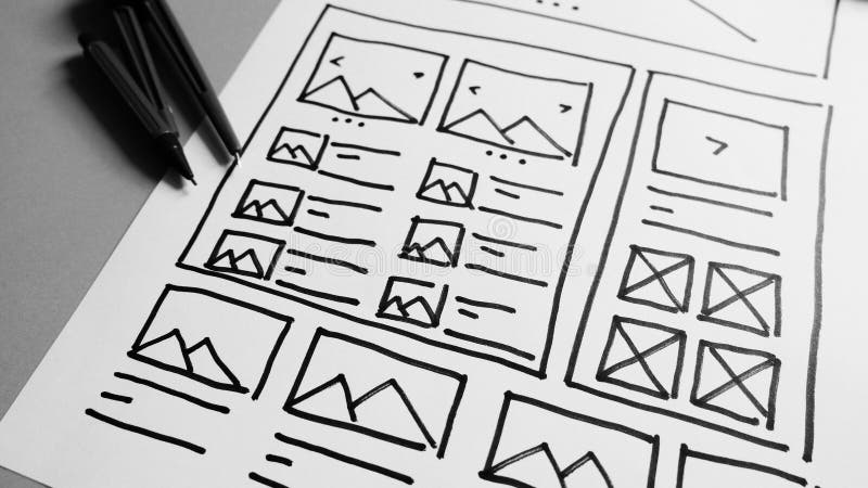 Draft Sketch Drawing Template Layout Framework Wireframe. User ...