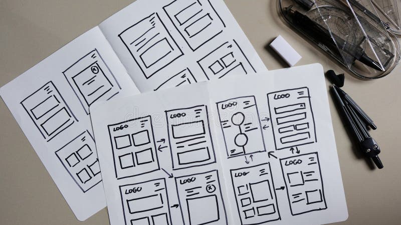 Draft Sketch Drawing Template Layout Framework Wireframe. User ...