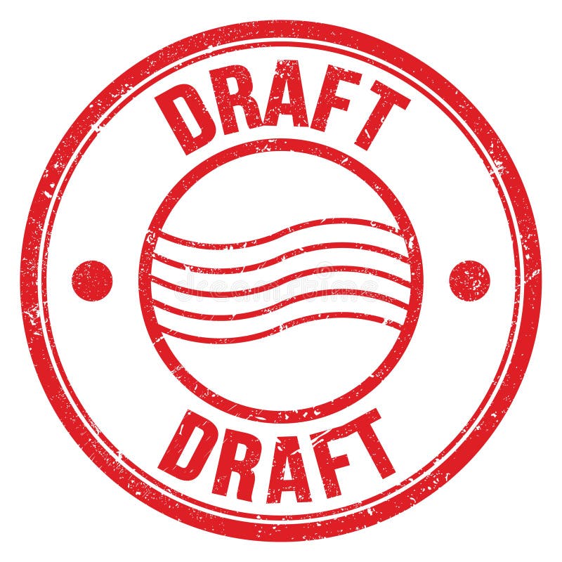 DRAFT Text Written on Red Round Postal Stamp Sign Stock Illustration ...