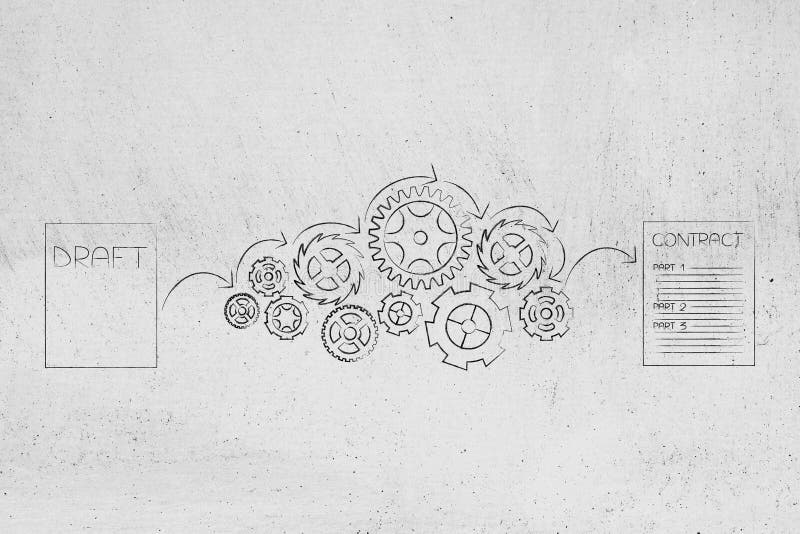 From Draft To Final Contract Sheets with Gearwheel Mechanism in Stock ...