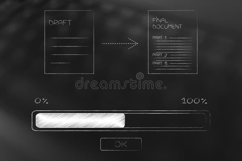 From Draft To Final Documents with Arrow and Progress Bar Loading Below ...