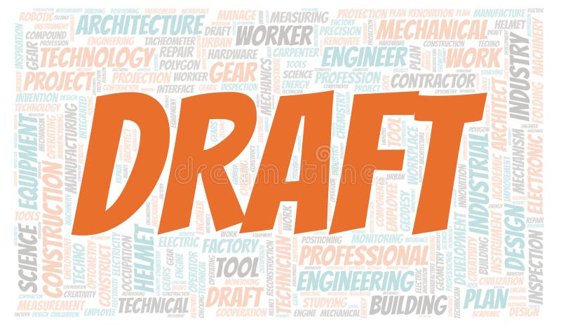 Draft Typography Word Cloud Create with the Text only Stock ...
