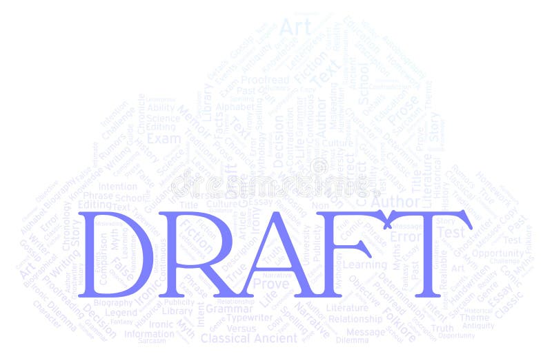 Draft Typography Word Cloud Create with the Text only Stock ...