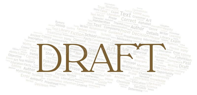 Draft Typography Word Cloud Create with the Text only Stock ...