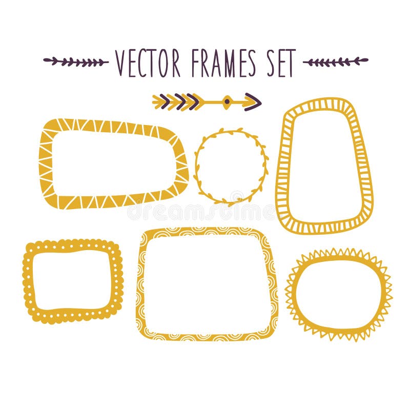Vector Frames Set in Flat Style Stock Vector - Illustration of floral ...