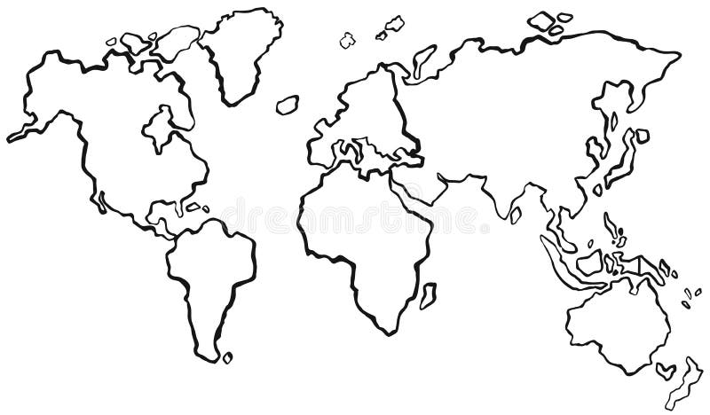 Draft of Worldmap without Color Stock Vector - Illustration of america ...