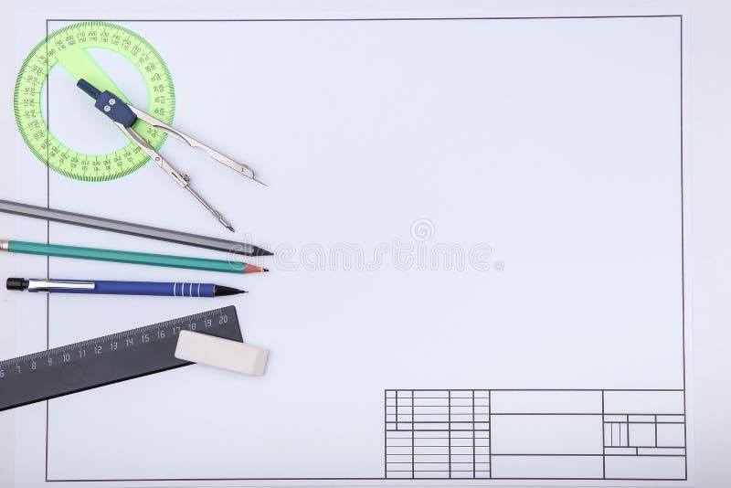 Background with Drafting Accessories and Drafting Paper Stock Photo ...