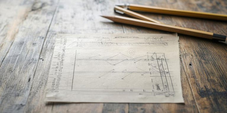 Drafting Architecture Plan with Pencils on Wooden Table, Design Concept ...