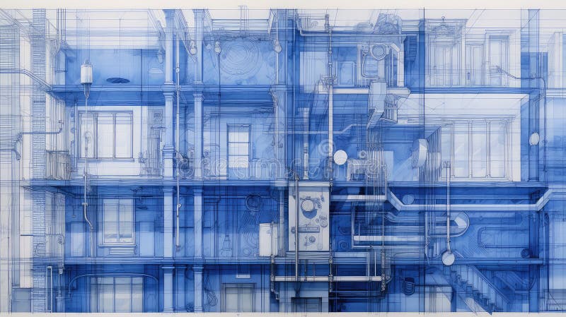 Drafting Building Blue Print Stock Illustration - Illustration of ...