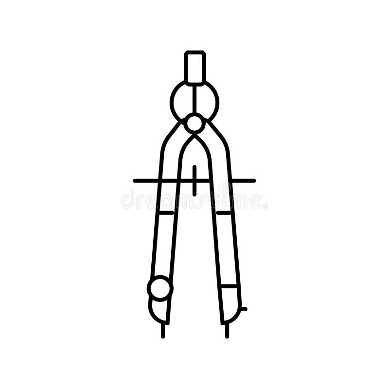 Drafting Compass Architectural Drafter Line Icon Vector Illustration ...
