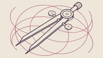 Drafting Compass Tool Illustration, Geometry Measurement Design Element ...