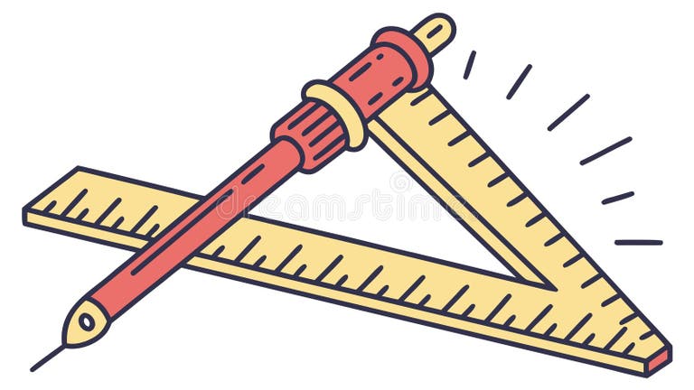 Drafting Compass and Triangle Ruler for Technical Drawing Vector ...