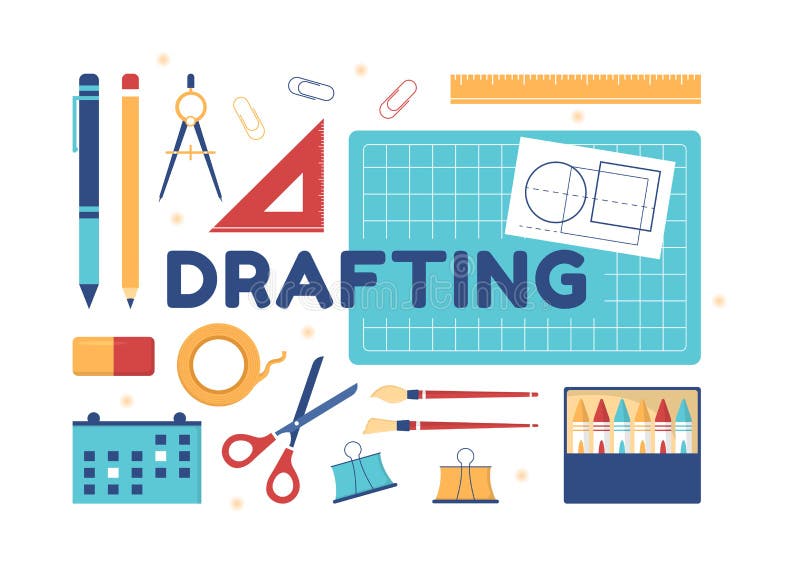 Drafting, Engineer or Architect Working on Drawing Board Projecting and ...