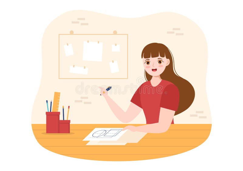 Drafting, Engineer or Architect Working on Drawing Board Projecting and ...