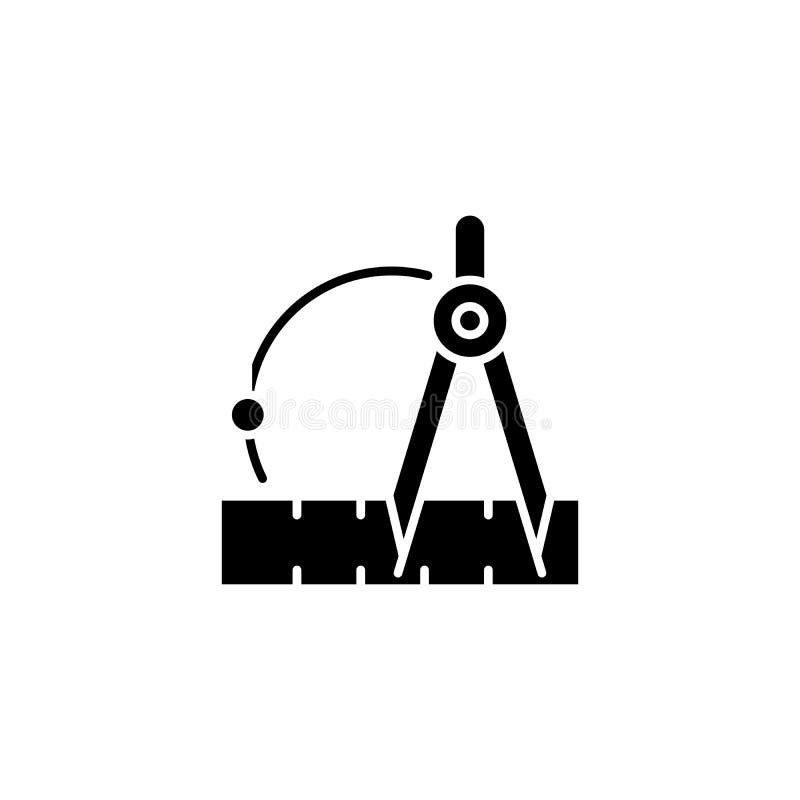 Drafting Instruments Black Icon Concept. Drafting Instruments Flat ...
