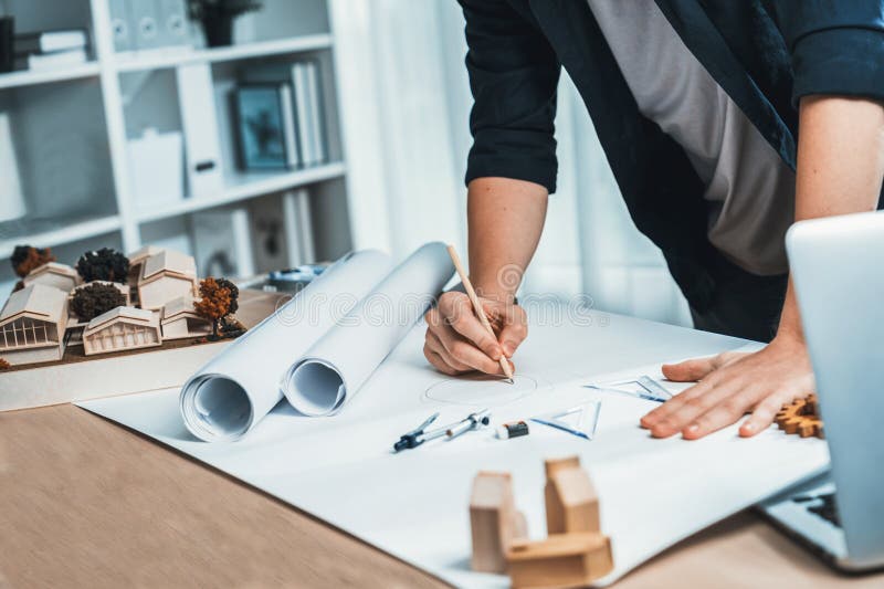 Drafting Interior House Design by Architect Designer. Iteration Stock ...