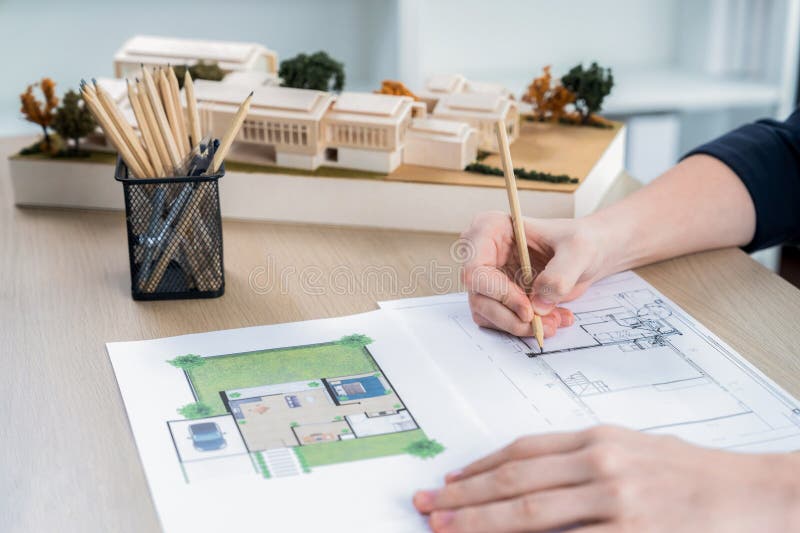 Drafting Interior House Design by Architect Designer. Iteration Stock ...