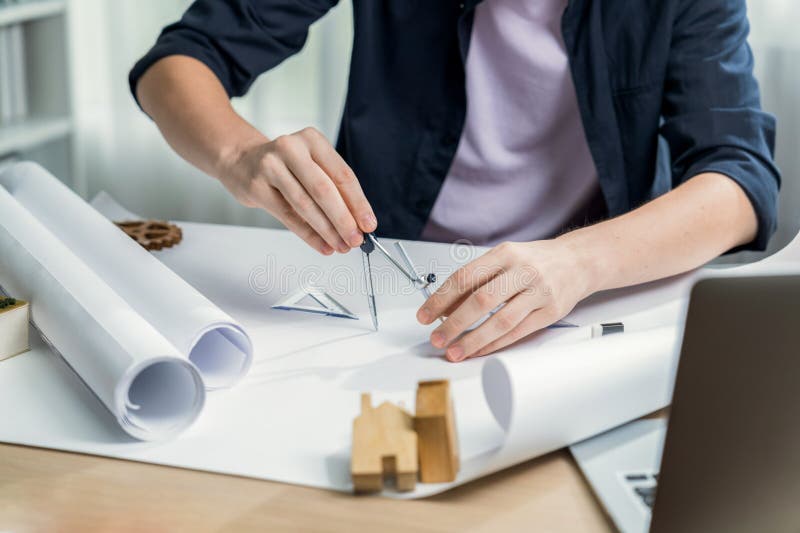 Drafting Interior House Design by Architect Designer. Iteration Stock ...