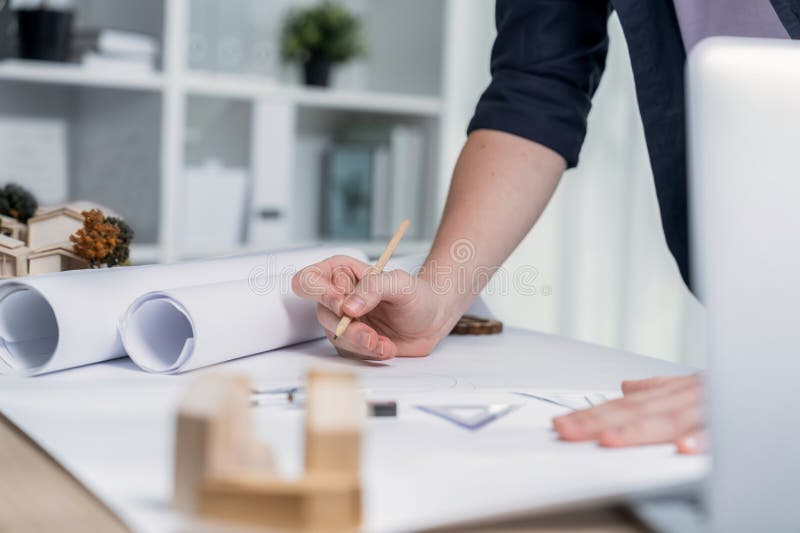 Drafting Interior House Design by Architect Designer. Iteration Stock ...