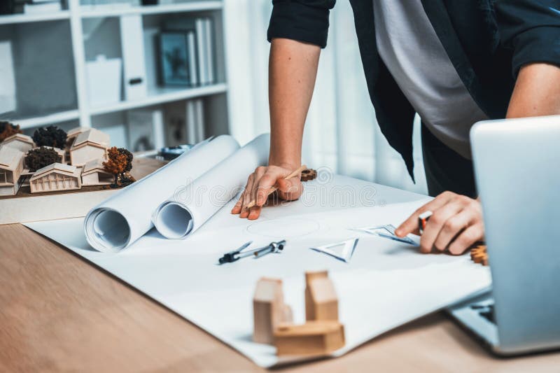 Drafting Interior House Design by Architect Designer. Iteration Stock ...