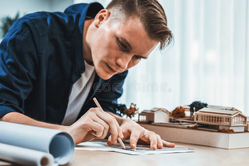 Drafting Interior House Design by Architect Designer. Iteration Stock ...