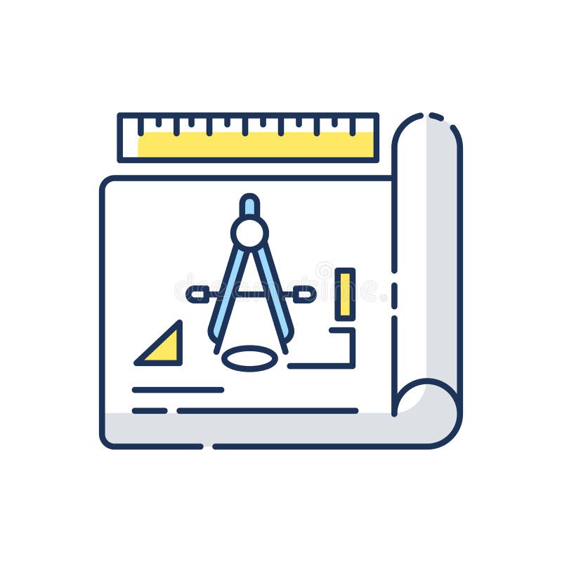 Blueprint RGB color icon stock vector. Illustration of isolated - 186503341