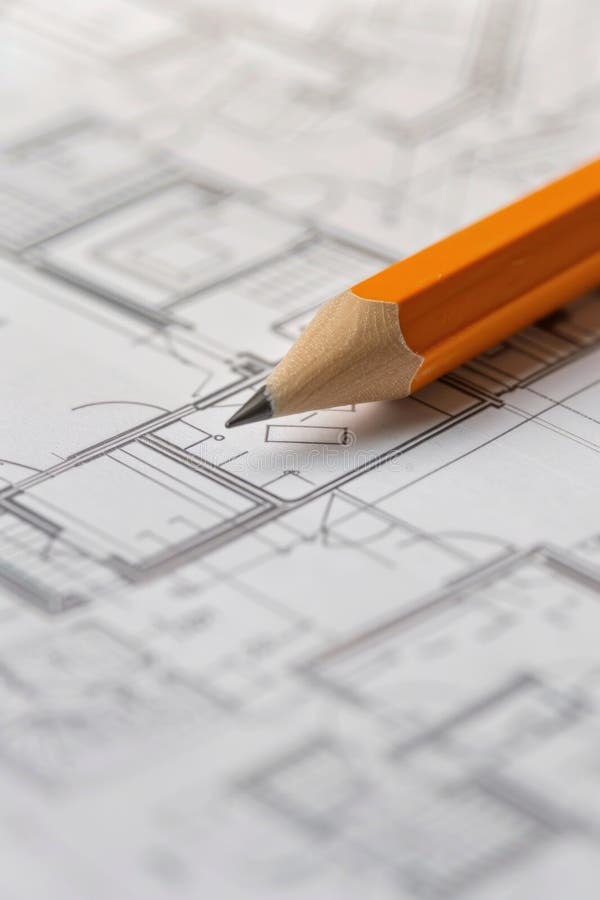 Drafting Supplies on Blueprint Stock Image - Image of measurements ...