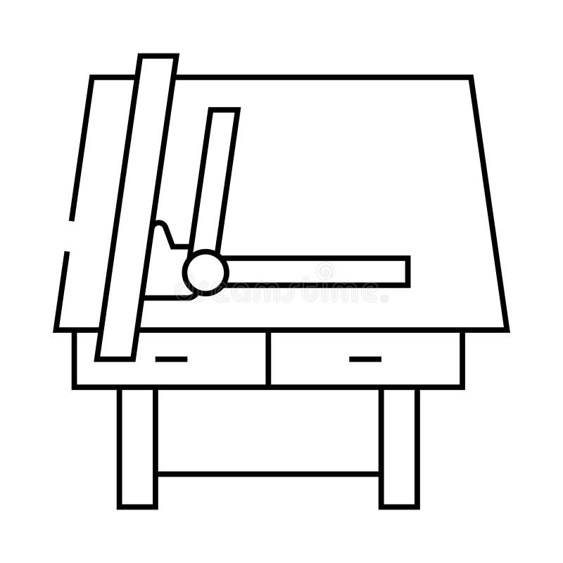 Drafting Table Architectural Drafter Line Icon Vector Illustration ... Drafting Table Architectural Drafter Line Icon Vector Illustration ...