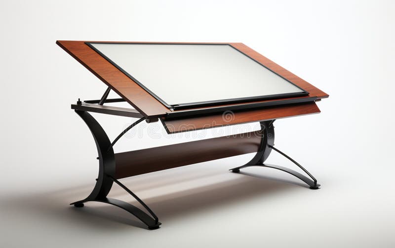 A Drafting Table Illuminated by White -Generative Ai Stock Illustration ...