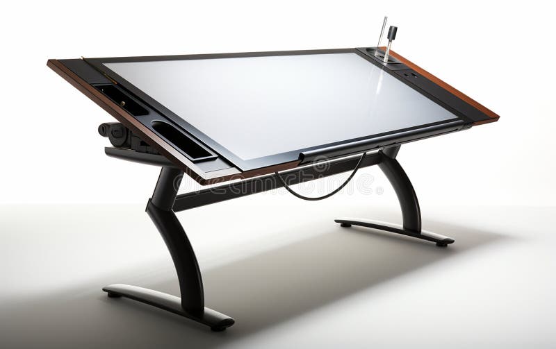 Drafting Table in Black on a White Background -Generative Ai Stock ...