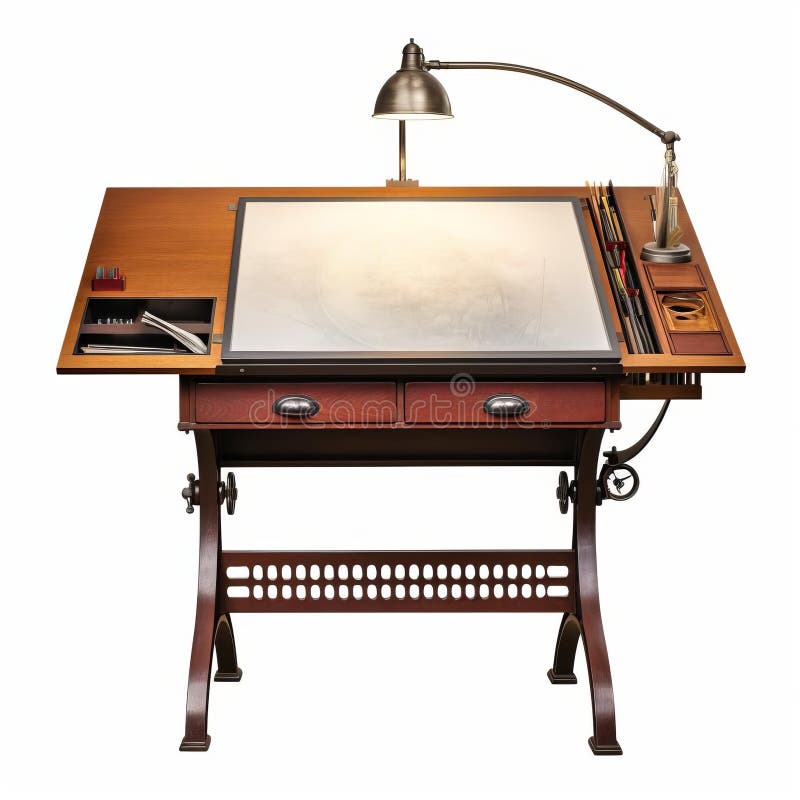Vintage Drafting Table with Wooden Frame and Metal Accents Stock ...