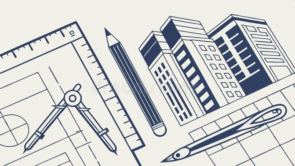 Drafting Tools and Blueprint, Architecture and Design Vector Design ...