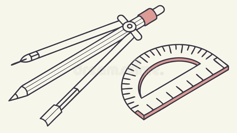 Drafting Tools, Compass and Protractor, Precision Instruments, Vector ...
