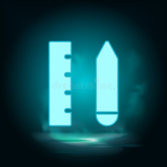 Drafting Tools, Drawing Tools Neon Icon - Vector. Blue Neon ...