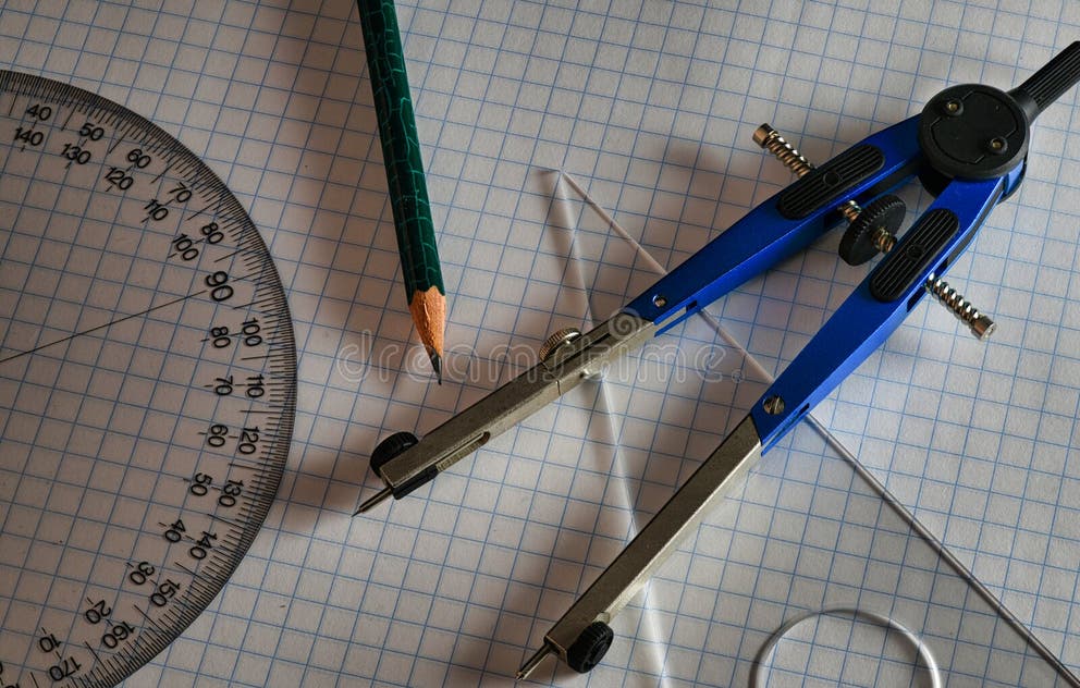 Drafting Tools on Grid Paper Close Up Stock Image - Image of equipment ...