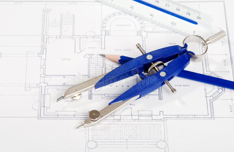 Drafting Tools on House Layout Drawing Stock Photo - Image of ...