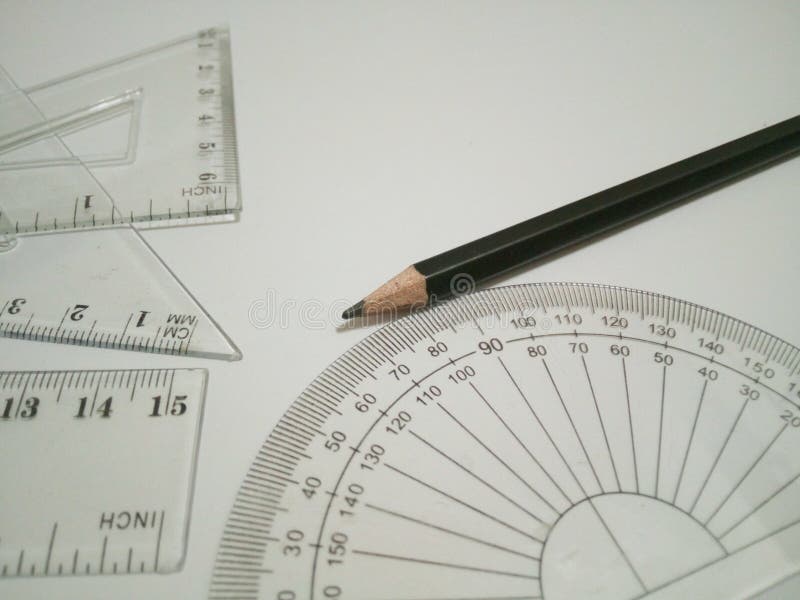 Drafting Tools and Pencil are on White Background 2. Stock Photo ...