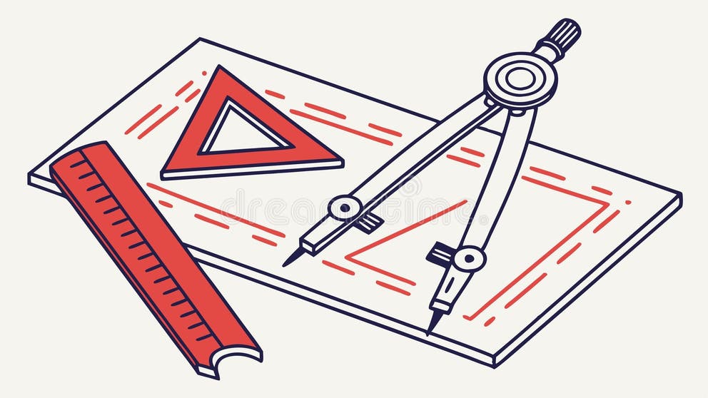 Drafting Tools Ruler Triangle Compass Design Plan, Vector Design ...