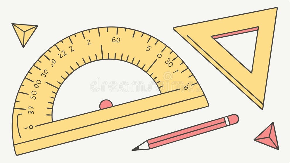 Drafting Tools Set Vector, Ruler and Triangle, Geometric Equipment ...