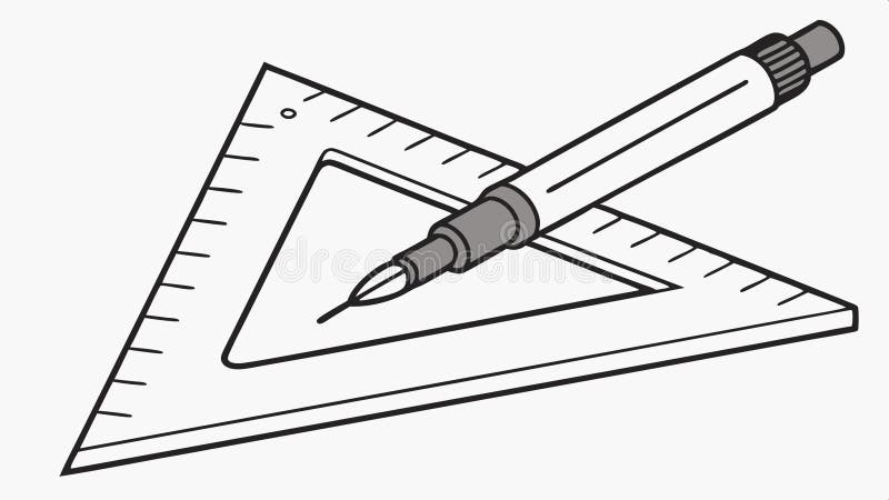 Drafting Triangle Ruler with Pencil, Geometry and Design Tools Vector ...