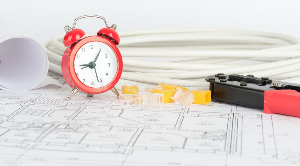 Drafts with Computer Cables Stock Image - Image of instrument, computer ...